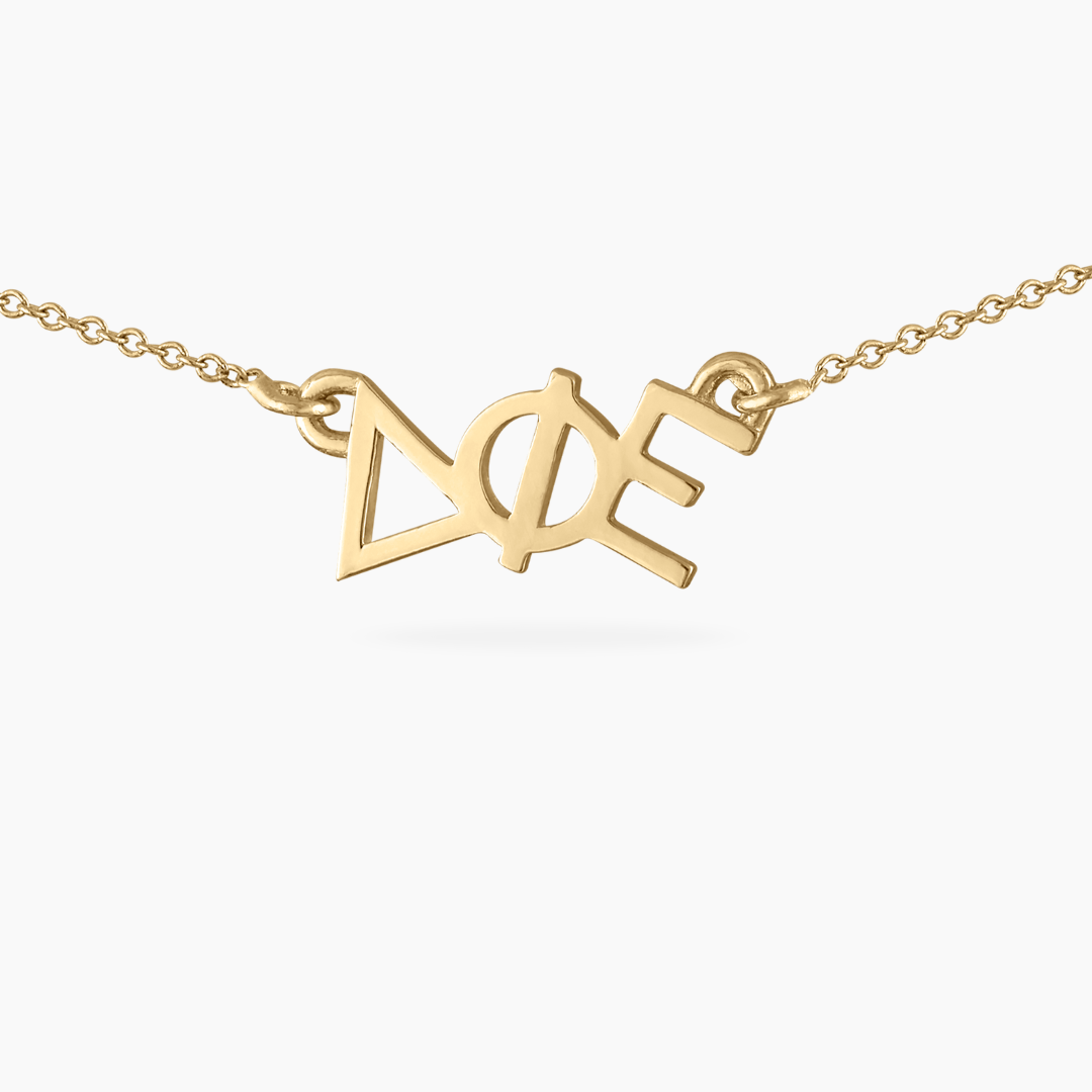 Solid 14k Gold DPhiE Sorority Necklace | Initiation Gift