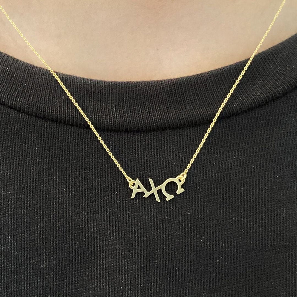 14k Gold Alpha Chi Omega Necklace | sorority jewelry