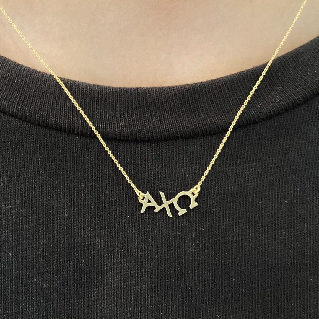 14k Gold Alpha Chi Omega Necklace | sorority jewelry