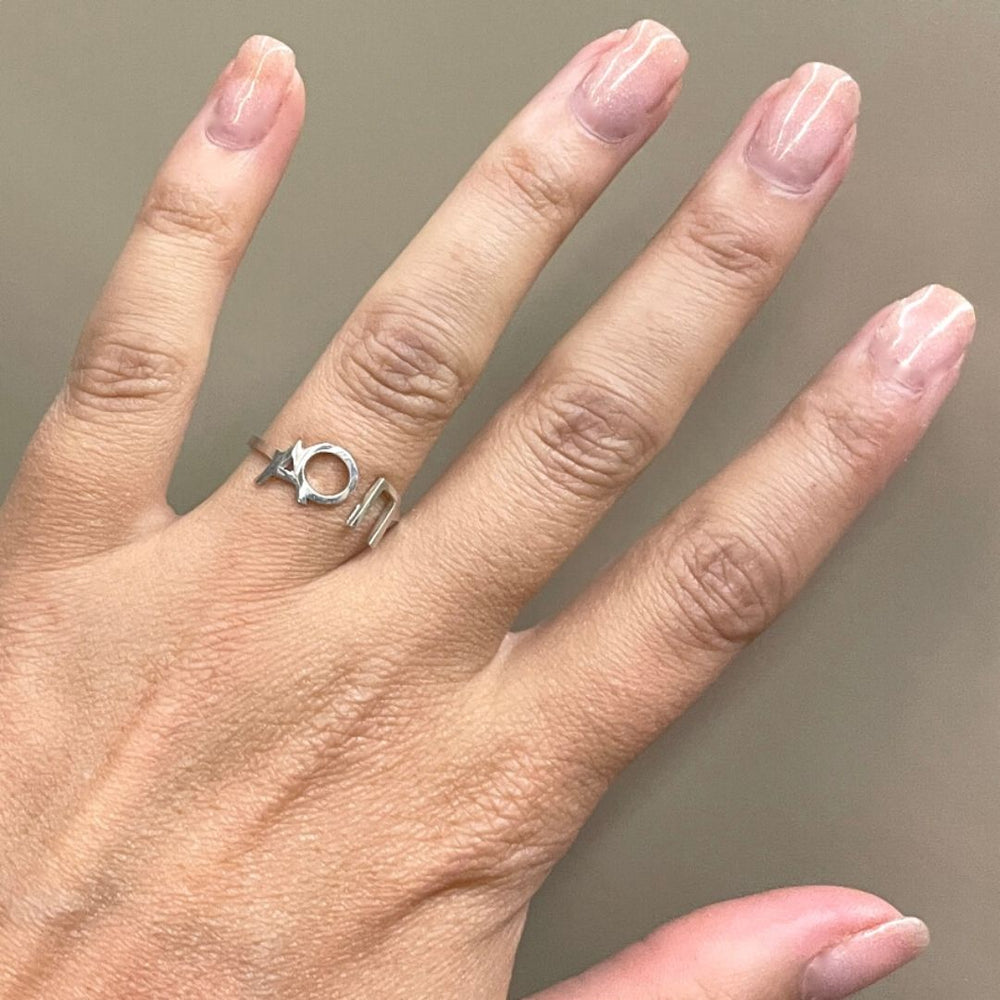 Sterling Silver Alpha Omicron Pi Ring | sorority jewelry