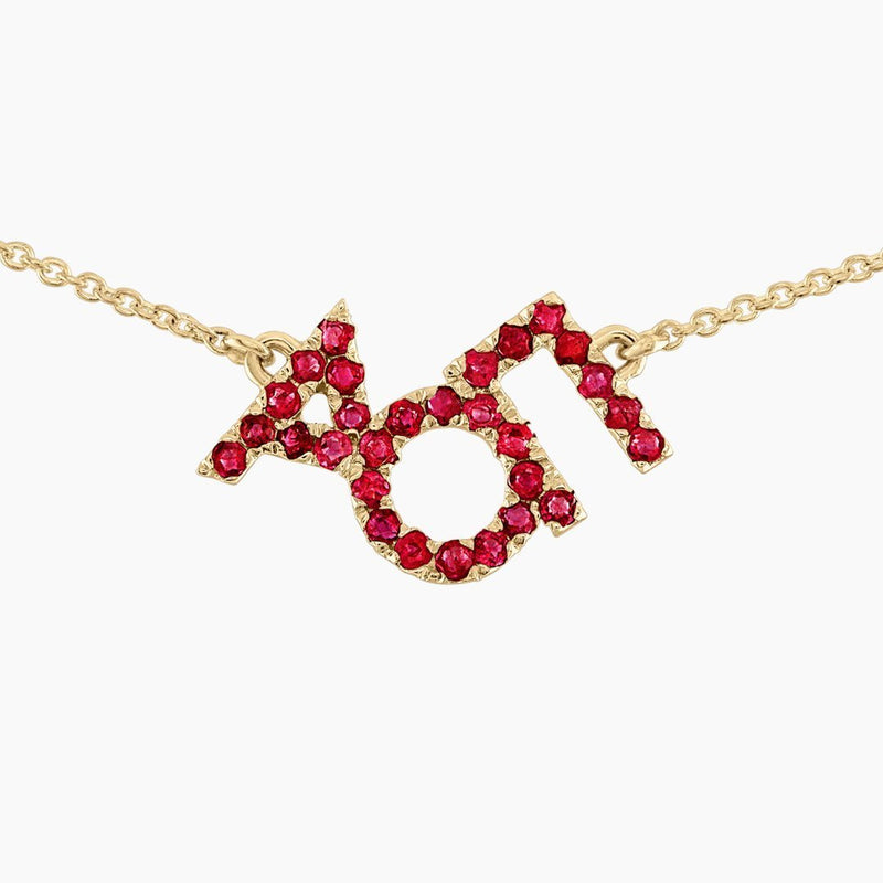 Ruby Alpha Omicron Pi Necklace | mazi + zo sorority jewelry