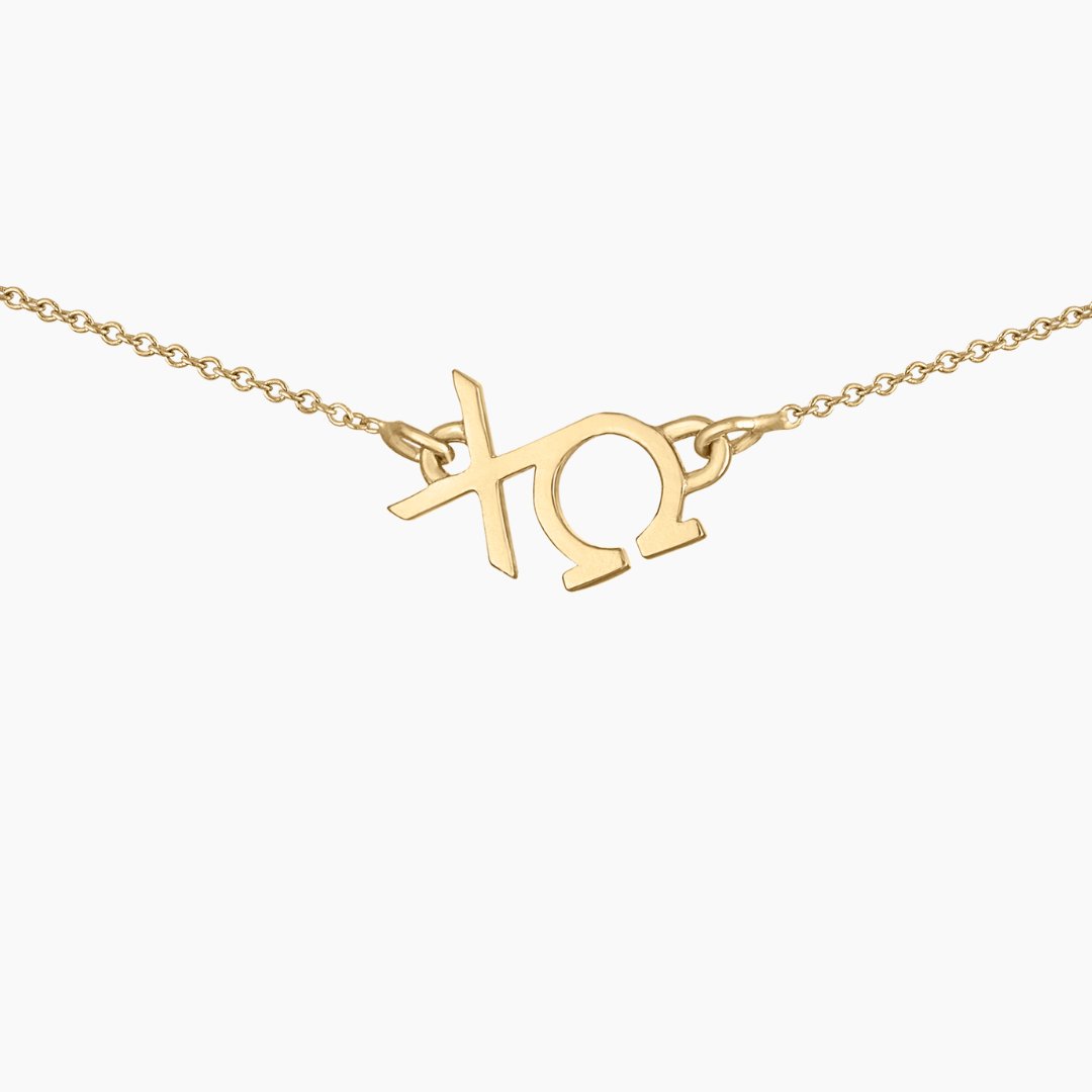 Solid 14k Gold Chi Omega Necklace | Best Initiation Gift!