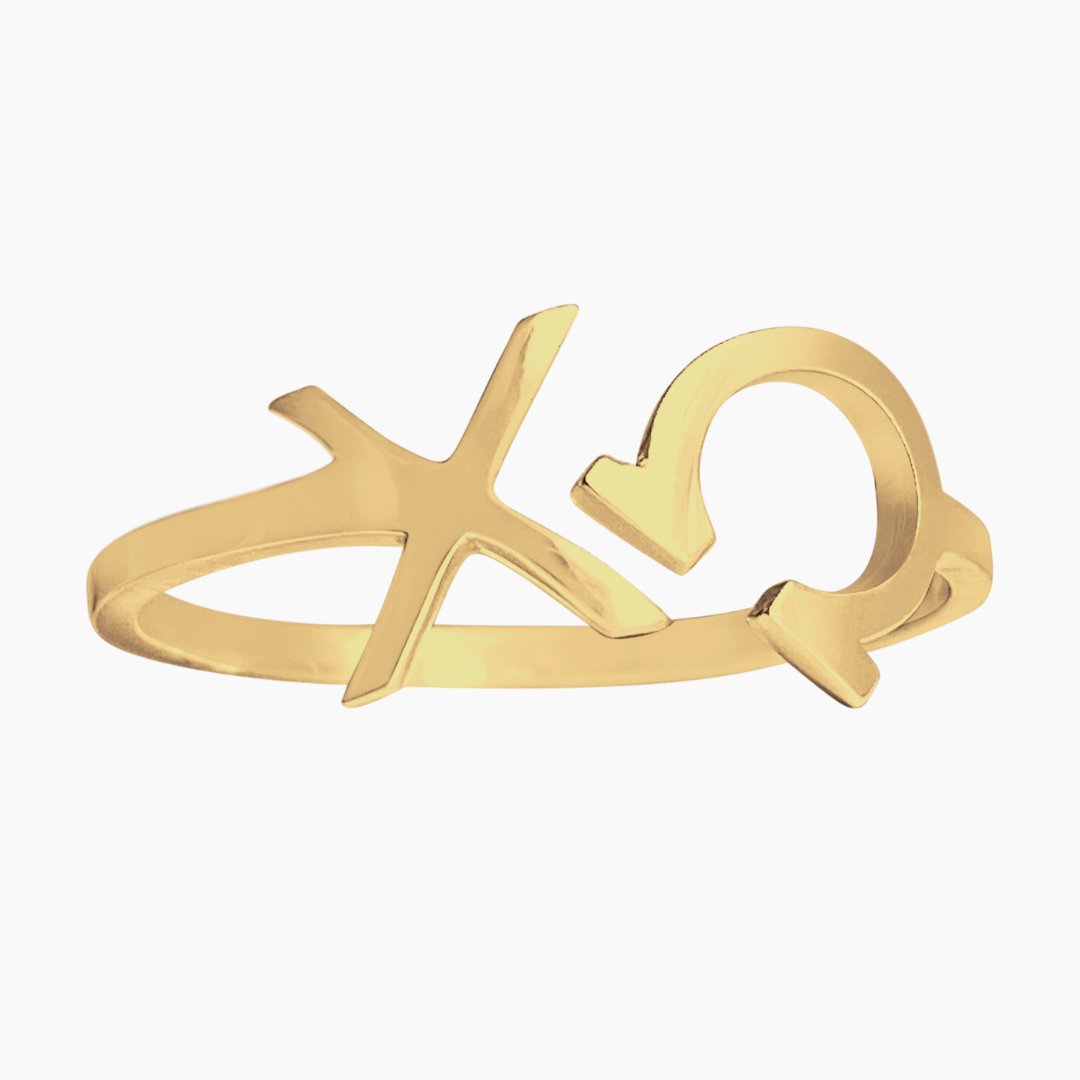 Solid 14k Gold Chi Omega Ring | mazi + zo sorority jewelry