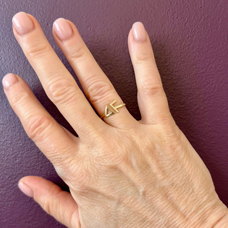 Solid 14k Gold Delta Gamma Ring | mazi + zo sorority jewelry